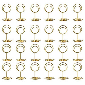 Toncoo 24 Pcs Premium Mini Table Number Holders and 24 Pcs Place Cards with Gold Foil Border, Place Card Holder, Table Sign Stand, Photo Picture Holders for Centerpieces, Wedding, Party, Birthday