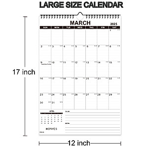 MONYES 2023-2024 Wall Calendar, 17" x 12" Academic Desk Calendar, 2 Year Wirebound Calendar