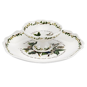 PORTMEIRION THE HOLLY & THE IVY Chip & Dip Set 2 Piece