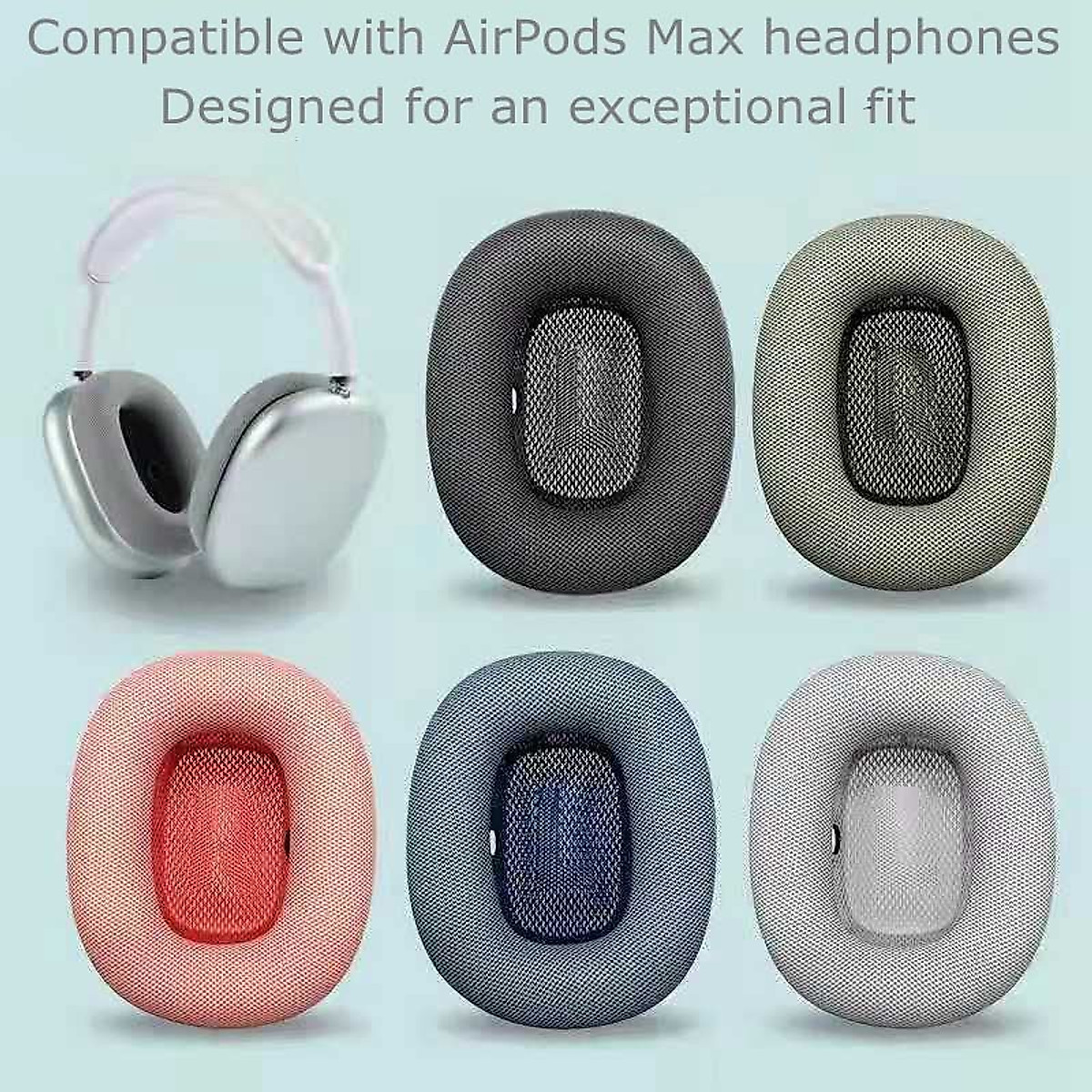 Ear Cushions for appple AirPods Max Replacement Leather earpads Sweat Proof Ear Cups Cushion Replace for airpod max Headphone with Protein Leather Memory Foam and Magnet (Space Gray)