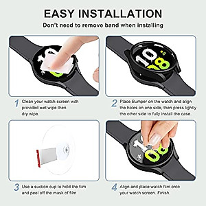 [5+5Pack] SPGUARD Galaxy Watch 5/Watch 4 44mm Screen Protector Case Cover,Tempered Glass Galaxy Watch 5/4 Screen Protector & Watch 5/4 Case Cover Hard PC Bumper for Samsung Galaxy Watch 5/4 44mm