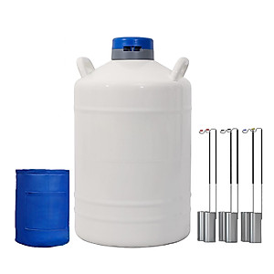 Generic Liquid Nitrogen Tank, 20L Cryogenic Container, Liquid Nitrogen Dewar, Liquid Nitrogen Container with Lock Cap, 6X Canisters & Protective Bag, Mouth Ø50mm, Static Storage 178 Days