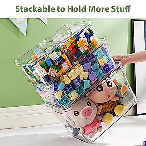 NDETN Clear Toy Storage Bins, Small Storage Containers with Lids, Small Plastic Storage Bins, Toy Organizers and Storage Bin, Clear Containers for Organizing (2 Pack)