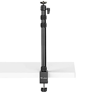 VIJIM LS10 Camera Desk Mount Table Stand with 1/4" Ball Head, 16"-33.8" Adjustable Light Stand, Tabletop C Clamp Arm for DSLR Camera, Ring Light, Live Streaming, Photo Video Shooting