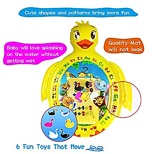 SUNSHINE-MALL Duck Baby Water mat, Tummy Baby Toys, Inflatable Play Mat Water Cushion Baby Toys, Fun Early Development Activity Play Center for Newborn (91 x 71 cm)