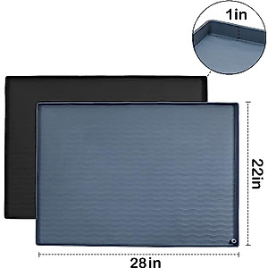 URMONA Under Sink Mat, 28'' x 22'' Under Sink Mat for Kitchen Waterproof, Silicone Under Sink Liner Drip Tray, Sink Cabinet Protector Mats for Kitchen Bathroom, Drak Grey