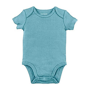 Mac & Moon Organic Cotton 5-Pack Short Sleeve Bodysuits in Bunny Floral Tones, Baby Girl