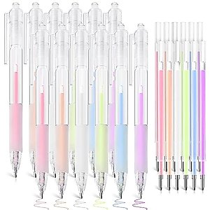 Lincia 12 Pcs Ball Point Glue Pen Easy Control Glue Pens for Crafting Liquid Fabric Glue Pen with 12 Refills for Kids Scrapbook Card Making School Supplies DIY Art Drawing, 1 mm Tip, 6 Colors