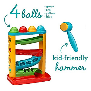 Infantino Bop & Drop Ball Tower - STEAM Educational Play, Hand-Eye Coordination Skills, and Cause and Effect Play for Babies & Toddlers, 12M+