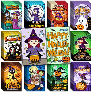 Cholemy 100 Pcs Halloween Coloring Book Mini Coloring Books Holiday Small Coloring Books Party Favors Party Supplies Goodie Bags Stuffer Birthday
