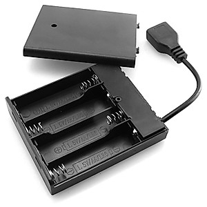 DGZZI USB Female Socket 4 AA Battery Case Box Holder with ON-Off Switch