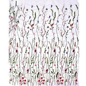 TUIUSTU Lace Fabric, Length 71.6" Width 59" 2Yard Colorful Floral White Lace Fabric by The Yard for Dresses, Flower Elegant Sewing Lace Fabric for DIY Dress Sewing Wedding