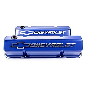 Proform 141-932 Slant Edge Valve Cover for Small Block Chevy, Blue