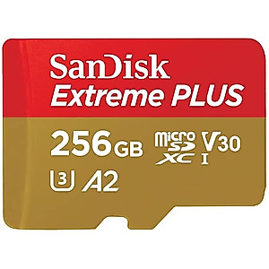 SanDisk Extreme Plus microSDXC UHS-I Card with Adapter, 256GB, SDSQXBD-256G-AN6MA