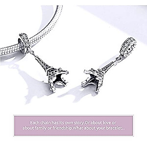 Manhe Charms Landmark Series Charm Sterling Silver Travel Charms Dangle for Pandora Bracelet (Paris Eiffel Tower Charms Pendant)