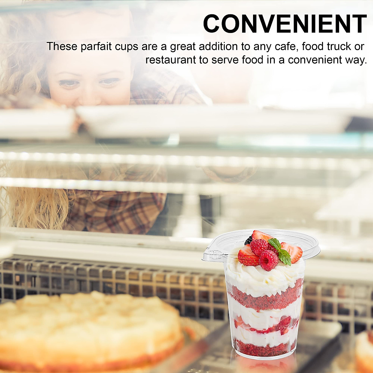 MT Products Plastic Parfait Cups with Lids 16 oz. - (20 Pieces) Tamper Evident Yogurt Containers - Clear Disposable Cups with Lids for Yogurt, Fruit, Cereal or Vegetables