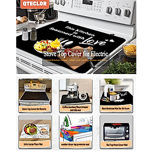 Stove Top Covers, Extra Large Stove Top Cover for Electric, Anti-Slip Waterproof Flat Top Oven Cover Mat Electric Cooktop Cover Protector,Ceramic Glass Stove Top Protector Mat 28.5" X 20.5" Black