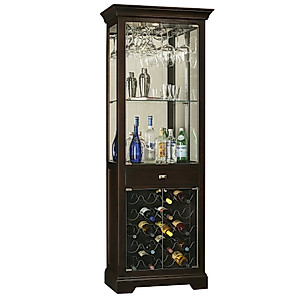 Howard Miller Gimlet Wine & Bar Cabinet 690-005 – Black Coffee Finish, Home Liquor Storage, Touch-Lite Switch, Hanging Stemware Rack, 20 Bottle Wine Rack