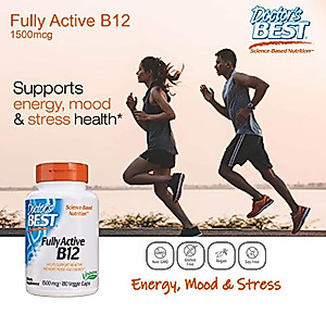 Doctor's Best Fully Active B12 1500 Mcg, Supports Energy, Mood, Circulation, Non-GMO, Vegan, Gluten Free, 180 Count