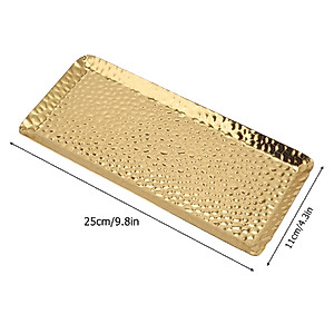 Fdit 25x11cm Towel Hammering Trays,Stainless Steel Multipurpose Dishwasher Safe Dessert Tray That Suitable for Family Restaurant Use (Gold)