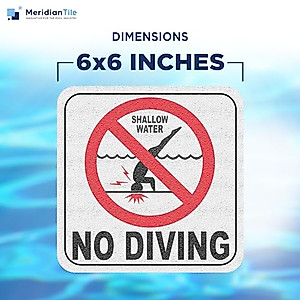 Aquatic Custom Tile - No Diving Pool Sign, 6x6 Inches No Diving Signs, Adhesive No Diving Pool Sticker, Vinyl No Diving Sticker, Swimming Pool Stickers, and Accessories, MADE IN USA - (1 Pack)