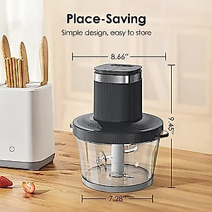 Food Processors,VASTELLE Electric Food Chopper with Bi-Level Blades, Meat Grinder and Vegetable Chopper for Baby Food, Meat, Onion, Nuts, 8 Cup BPA-free Glass Bowl, 2 Speed, Grey