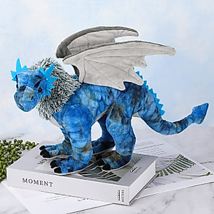 Dragon Plush Toy, Frost Wyrm Stuffed Animal Throw Plushie Pillow Doll, Soft Blue Fluffy Friend Hugging Cushion - Present for Every Age & Occasion