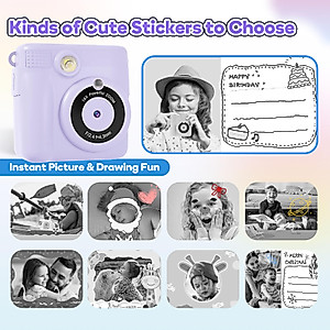 Kids Camera Instant Print, Christmas Birthday Gifts for Girls and Boys Age 3-12,1080P Kids Instant Cameras That Print Photos,Portable Toddler Toy for 3 4 5 6 7 8 9 10 11 Year Old Boys (Purple)