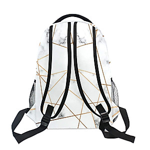 AUUXVA Marble Golden Geometric Line Backpack Travel School Shoulder Bag for Kids Boys Girls Women Men