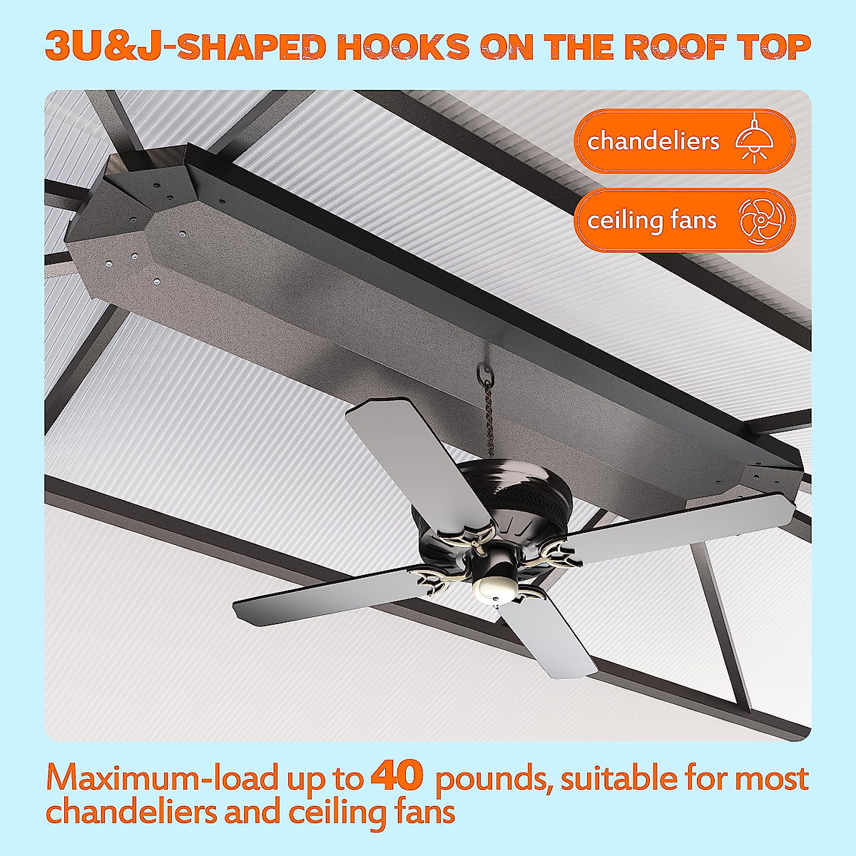 MUPATER Outdoor 10' x 13' Polycarbonate Hardtop Gazebo with Aluminum Frame, Double Roof Canopy, Netting and Curtainsfor Patios, Deck, Lawns, Gardens and Pools