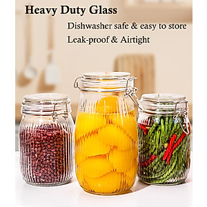 GMCOZY Glass Jar With Airtight Lid 16 Oz-6set Thicken Sealed Food Storage Canister Wide Mouth Mason Storage Jars For Kitchen Pantry Coffee Beans Nuts Baking Goods Tea Spice Cereal Fruits