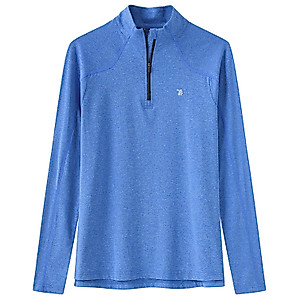 BGOWATU Women's Long Sleeve Golf Polo Shirts Quarter Zip Pullover UPF 50 Sun Shirt for Women Dry Fit Running Tops Dark Blue M