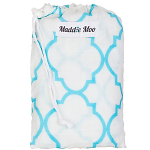Maddie Moo Car Seat Canopy with Breathable, Muslin for Baby Seats, Blue and White Pattern