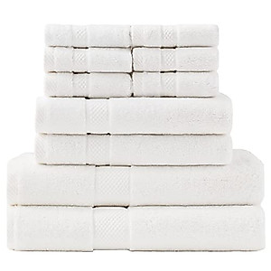 BEDSURE White Bath Towels Set for Bathroom - 2 Bath Towels, 2 Hand Towels, 6 Washcloths, Cotton Hotel Quality Absorbent 10 Pack Bath Linen Towel Sets