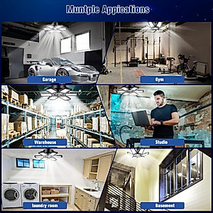 KsDhewi LED Garage Light 200W 22000LM 6500K Garage Light with 6+1 Panel Deformable Garage Lights Ceiling Led, LED Garage Lights for Garage Workshop Bay Attic Basement (6 Pack)