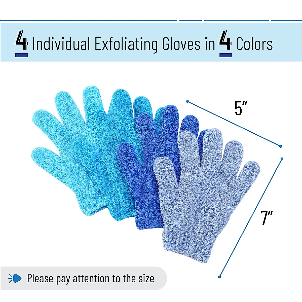 Slick- Exfoliating Gloves, 4 Pcs, Skin Exfoliator for Body, Shower Gloves, Scrub Gloves Exfoliating, Exfoliating Body Scrub Gloves, Loofah Glove, Exfoliation Mitt, Bath Gloves