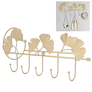 BuyWeek Coat Rack, Ginkgo Leaf Coat Hooks Wall Mounted Coat Hanger Elegant Style Wall Hooks for Clothes Hat Keys