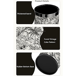 Trash Can Luxury Double Layer Leather with Stainless Steel Ring Metal Waste bin 10L Garbage Container Dustbin case for Hotel Office (Vintage)