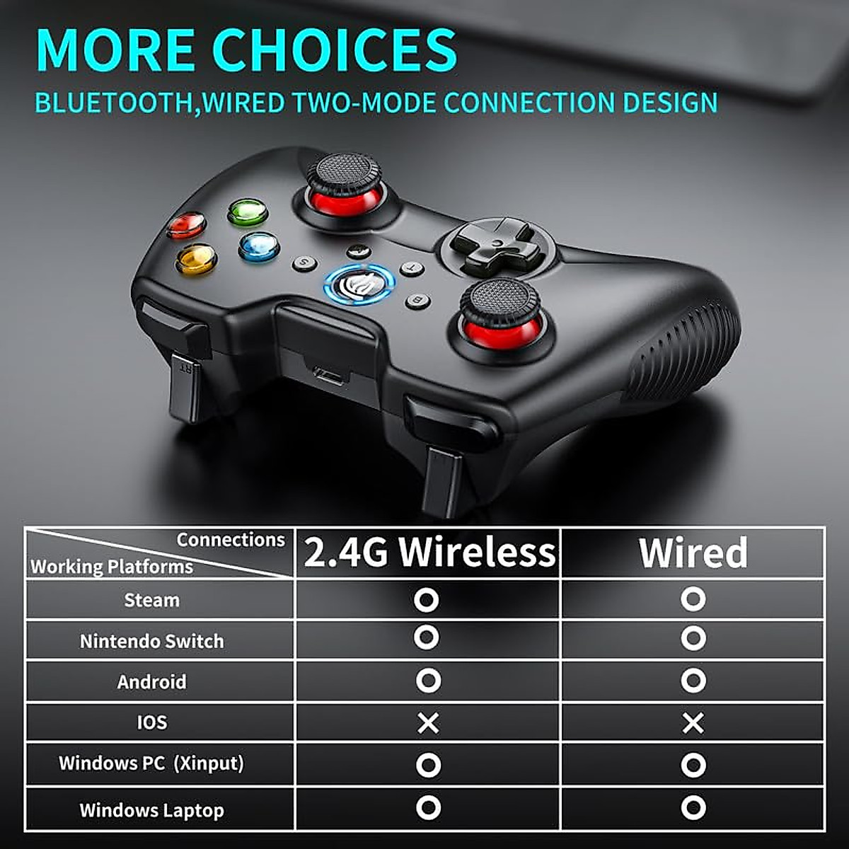EasySMX Wireless Controller Compatible with PC/Laptop Windows 7-12, PS3, Android Mobile/TV BOX, Switch, Steam Deck/Steam, Dual-Vibrate Gamepad Joysticks with Turbo, Plug and Play - Black