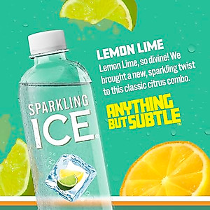 Sparkling Ice, Lemon Lime Sparkling Water, Zero Sugar Flavored Water, with Vitamins and Antioxidants, Low Calorie Beverage, 17 Fl Oz (Pack of 12)