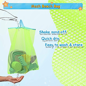 RACPNEL Beach Toys Sand Set for Kids, Collapsible Bucket and Shovels with Mesh Bag, Molds, Flags, Sandbox Kids Toddlers, Travel (Tavel Size)
