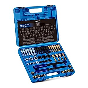 Orion Motor Tech 48 Piece Thread Chaser Set, Metric and SAE Thread Repair Kit with 22 Taps 24 Dies 2 Thread Files, Universal Rethreading Kit Thread Restorer Tool Set in UNC UNF Metric Sizes with Case