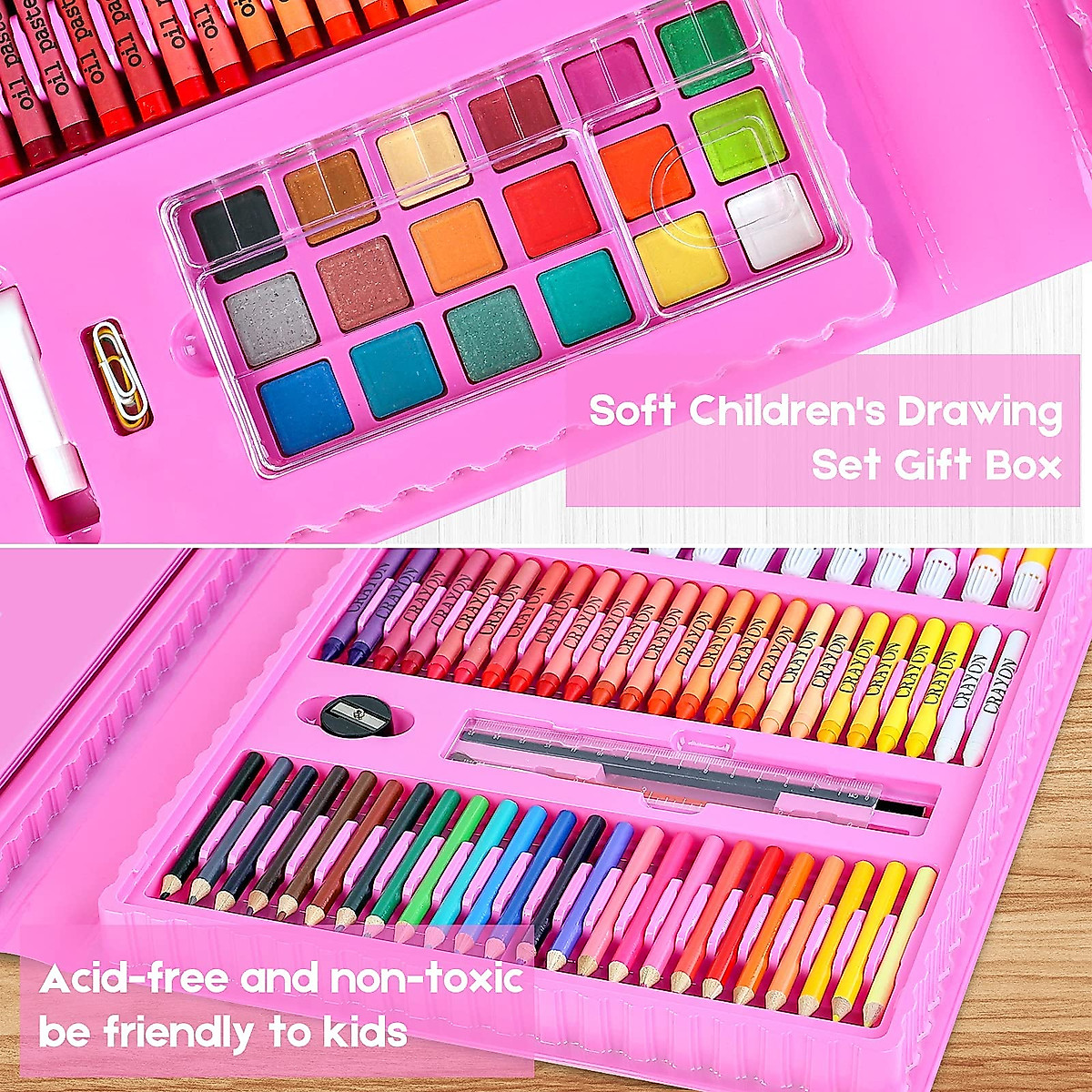 iBayam Art Kit, Art Supplies Drawing Kits, Arts and Crafts for Kids, Gifts for Teen Girls Boys 6-8-9-12, Art Set Case with Trifold Easel, Sketch Pad, Coloring Book, Pastels, Crayons, Pencils