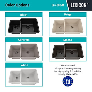 32" x 19" Quartz Kitchen Sink, 40/60 Double Bowl Kitchen Sinks, Drop-in Sink, Undermount Sink, Galaxy Mocha Kitchen Sink, Double Sink Kitchen, Grids, Strainer and Flange, Lexicon Platinum LP-4060-M