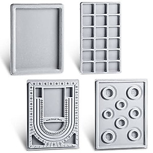 4 Pieces Bead Design Boards Mats Bracelet Design Board Flocked Bead Board Necklace Beading Jewelry Organizer Tray DIY Jewelry Making Tray Bead Tray for Jewelry Making