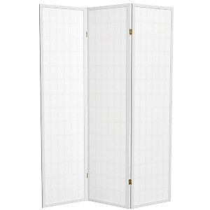 Red Lantern 6 ft. Tall Window Pane Shoji Screen-White-3 Panels Room Divider