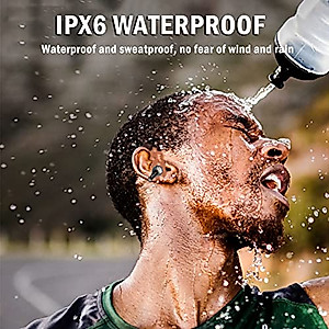 Mudtun Wireless Ear Clip Bone Conduction Headphones Open Ear Earbuds Bluetooth for Windows Android iPhone, Clip On Sport Earbuds Waterproof Outer Headphones for Running Cycling Workout Black