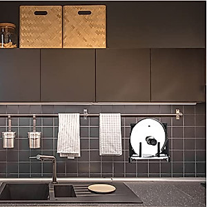 Cabilock 1 Set Knife Block Cutting Board Holder Wall Mounted Pan Pot Lid Holder Cutlery Organizer Kitchen Storage Display Stand Black