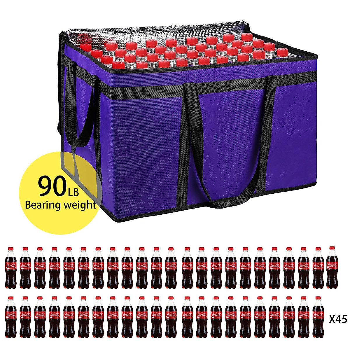 musbus 1 PACK Purple extra large XXXL Insulated Food Delivery Bag Cooler Bags Keep Food Warm Catering Therma for doordash Catering Cooler Bags Keep Food Warm Catering Therma Catering Shopper hot XXXL