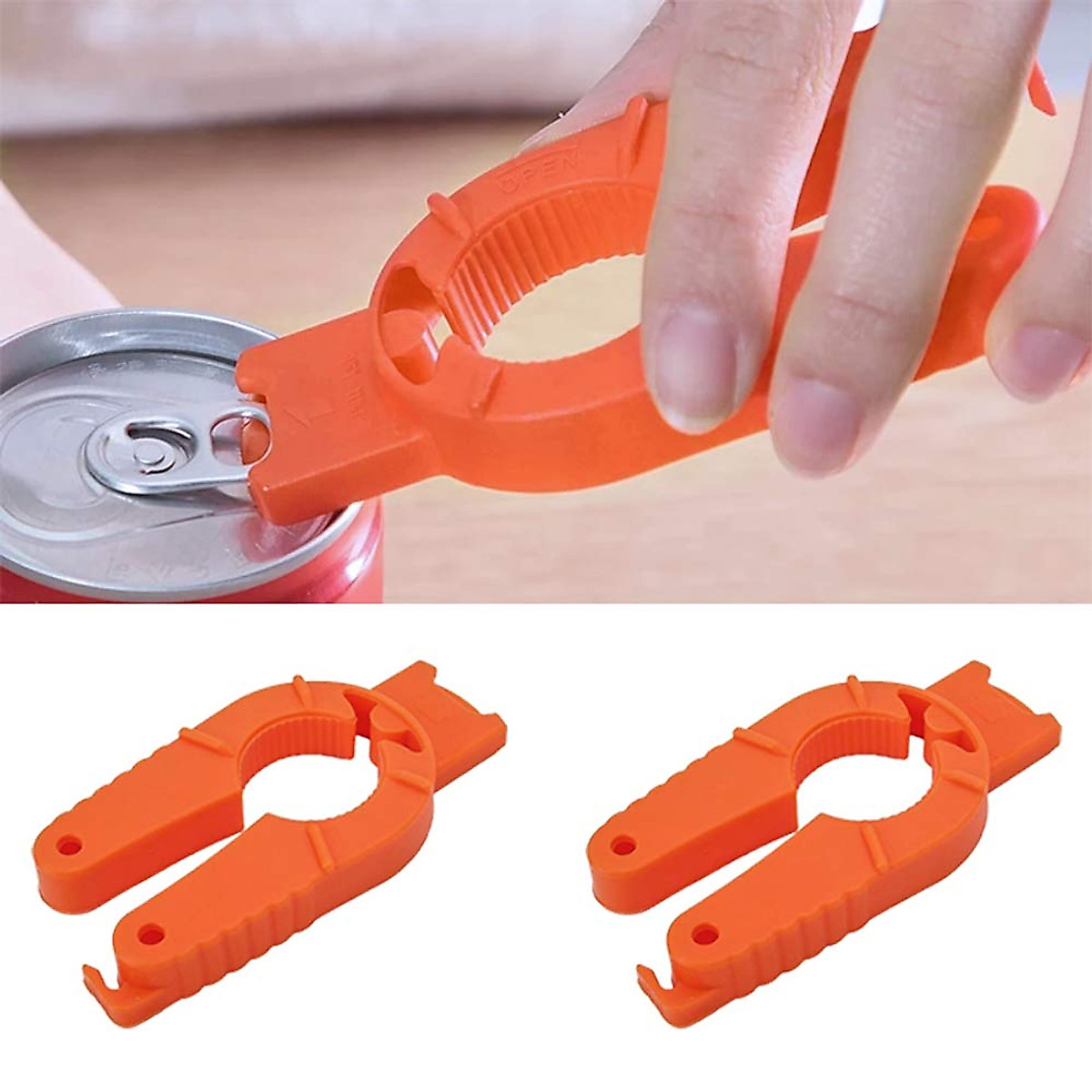 Senzeal 2PCS Multifunctional Water Bottle Opener for Weak Hands and Seniors with Arthritis - Bottle Squeeze Lids and Plastic Grip Orange